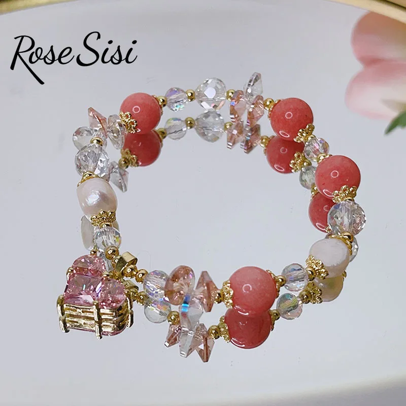 Rose-sisi-New-Super-Flash-Crystal-Bracelet-for-women-shell-leaf-pendant ...