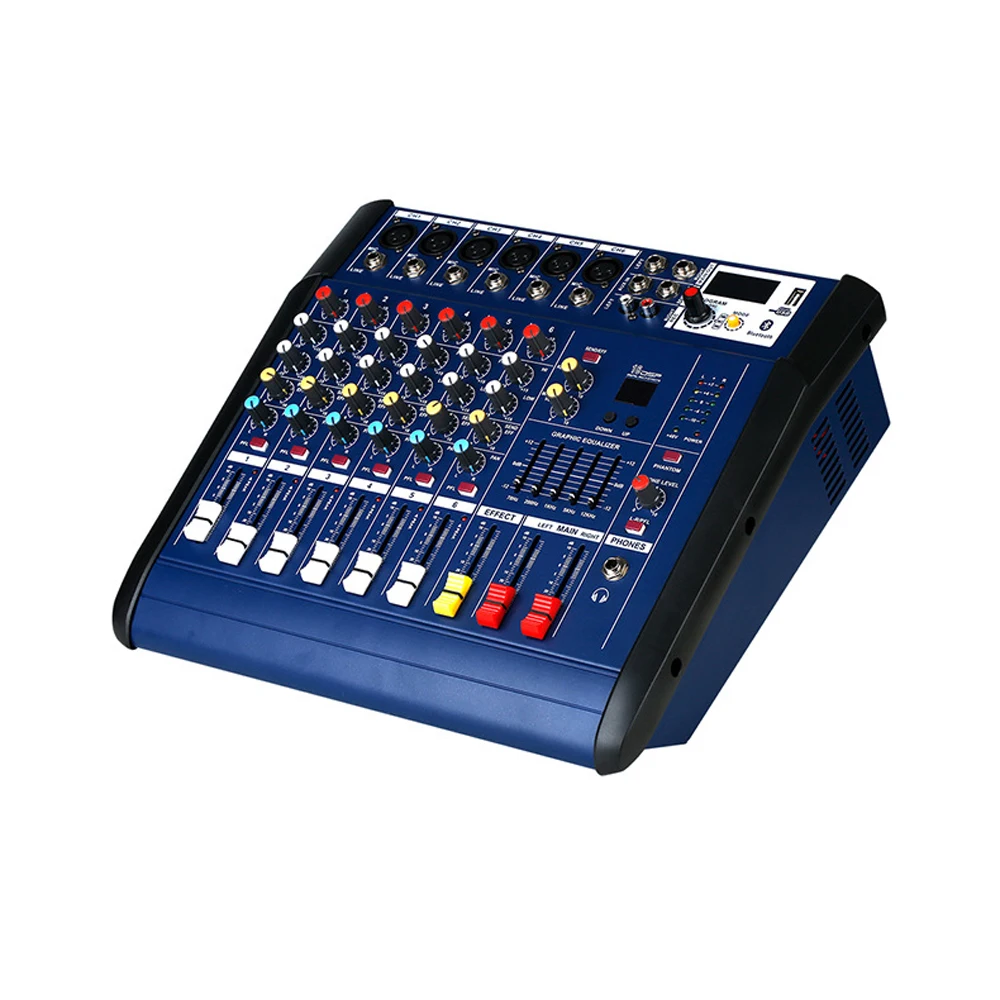 Pro 800w Power Amplifier 6 Channel Mixing Console Audio Mixer 2x 250w Dual Way Amp Usb 48v ...