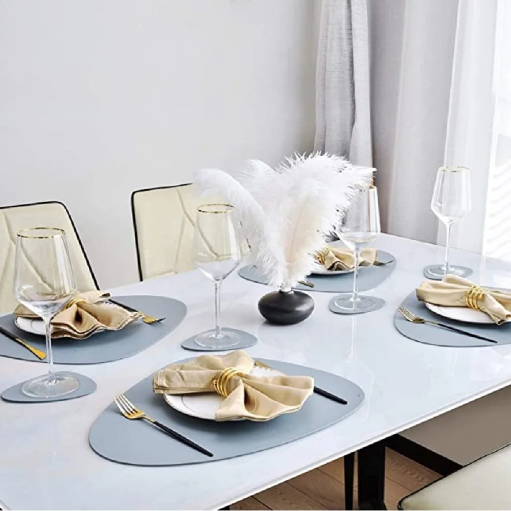 1-4-10-Sets-Placemat-and-Coaster-Faux-Leather-Luxury-Triangle-Table ...