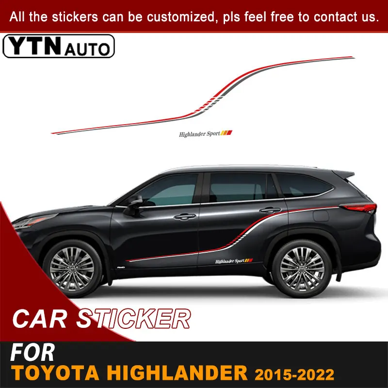 Side Door Body Car Sticker For Toyota Highlander 2015-2022 Sport Racing ...