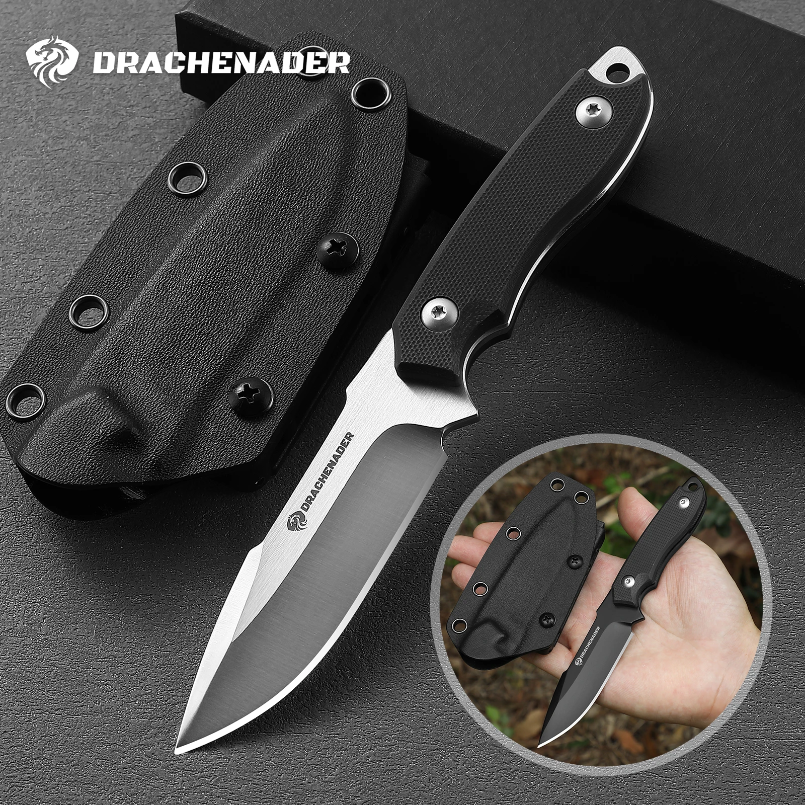 D2-Staal-Tactisch-Mes-Survival-Jachtmes-Met-Kydex-Schede-G10-Handvat ...