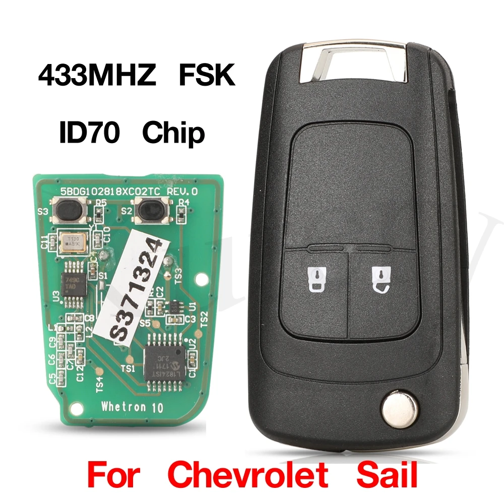 jingyuqin-2BTN-433MHz-ID70-Chip-Flip-Remote-Car-Key-OEM-Circuit-Board ...