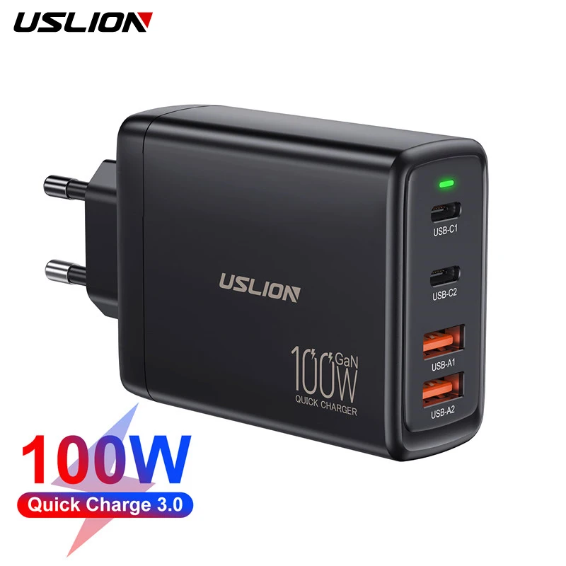 USLION-100W-4-In-1-GaN-Charger-Laptop-Fast-Charger-USB-Type-C-Desktop ...