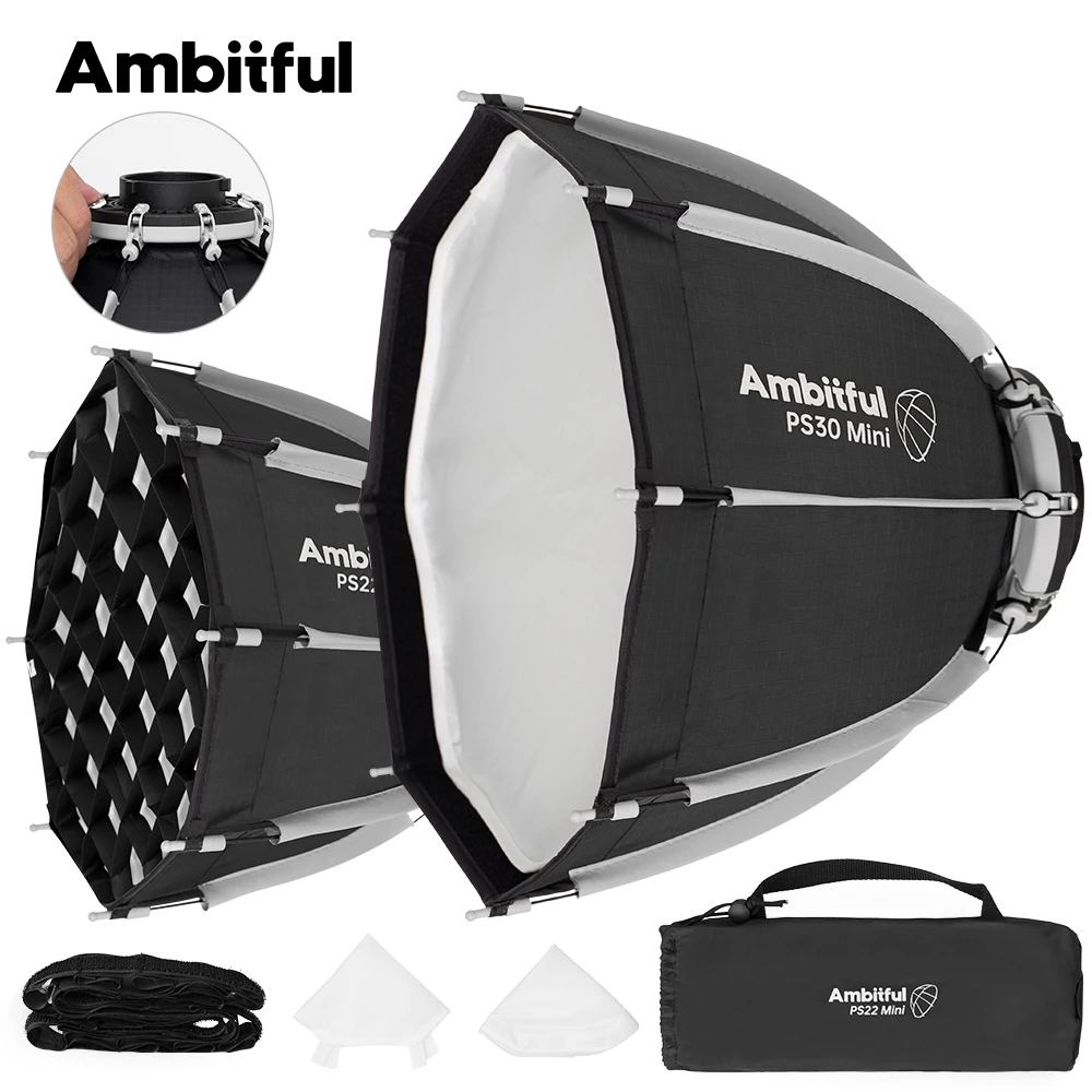 Ambitful 22CM 30CM Octagonal Softbox Mini Bowens Mount Quick Release ...