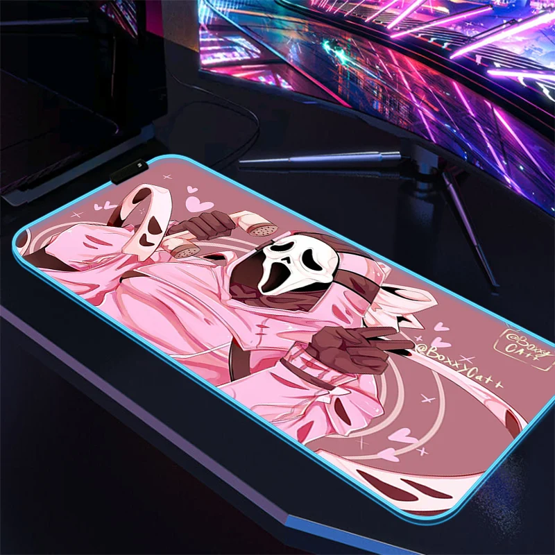 Anime rgb mouse pad rosa ghostface kawaii acessórios de mesa gaming ...