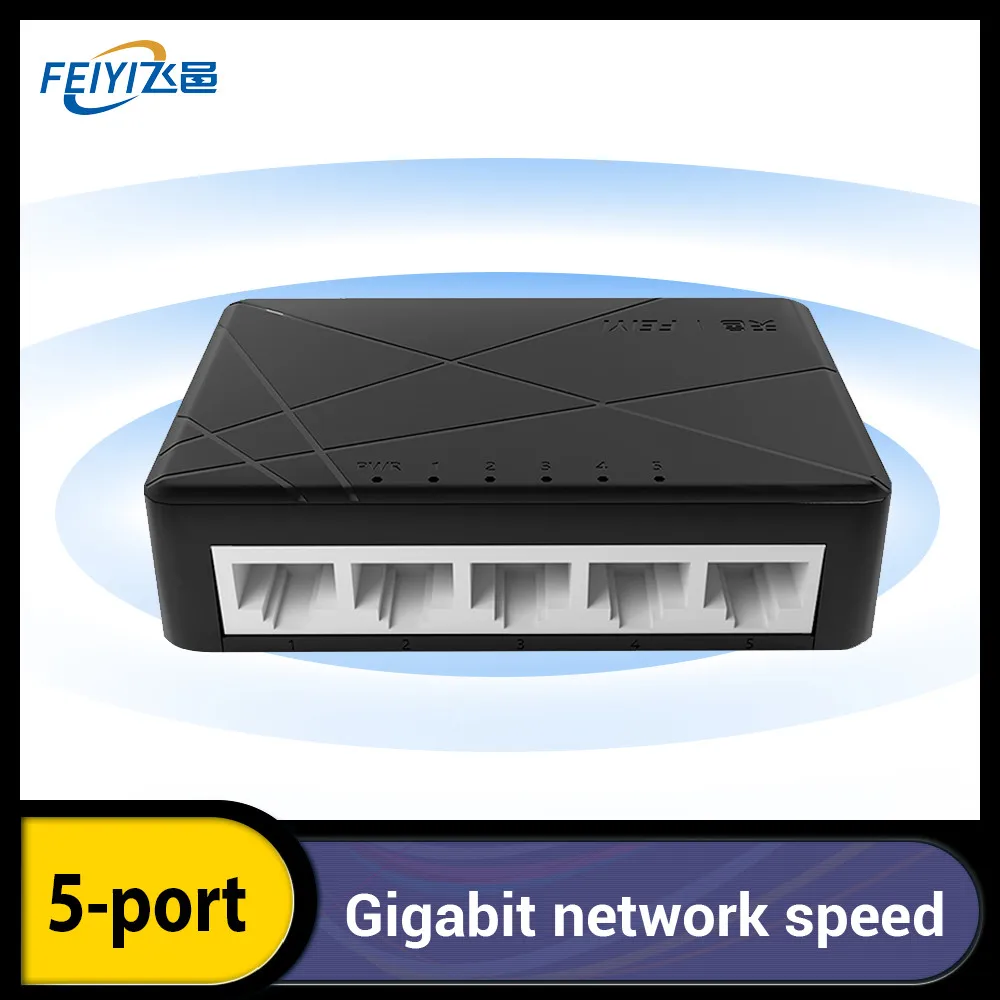 FEIYI SG105M Gigabit Mini 5-Port Desktop Switch Ethernet Network Switch ...