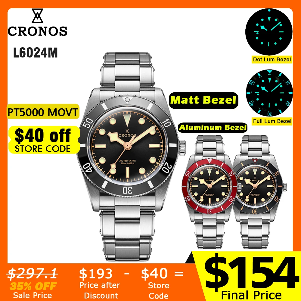 Cronos-Luxury-Men-Watch-37mm-Diver-BB54-Vintage-Automatic-Wristwatches ...