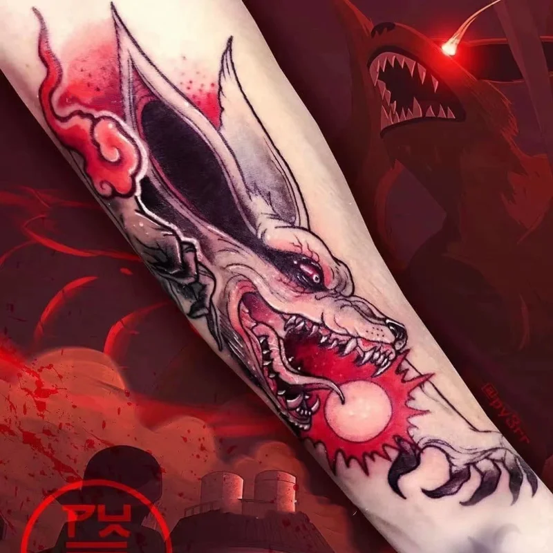 Anime-Kurama-Temporary-Tattoos-Cartoon-Kyuubi-Transfer-Tattoo-Arm-Hand ...