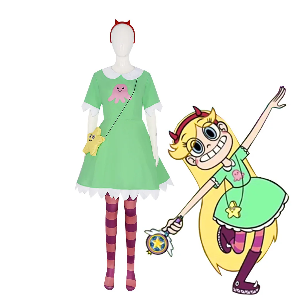 Anime-Star-vs-the-Forces-of-Evil-Cosplay-Star-Butterfly-Green-Dress-Red ...