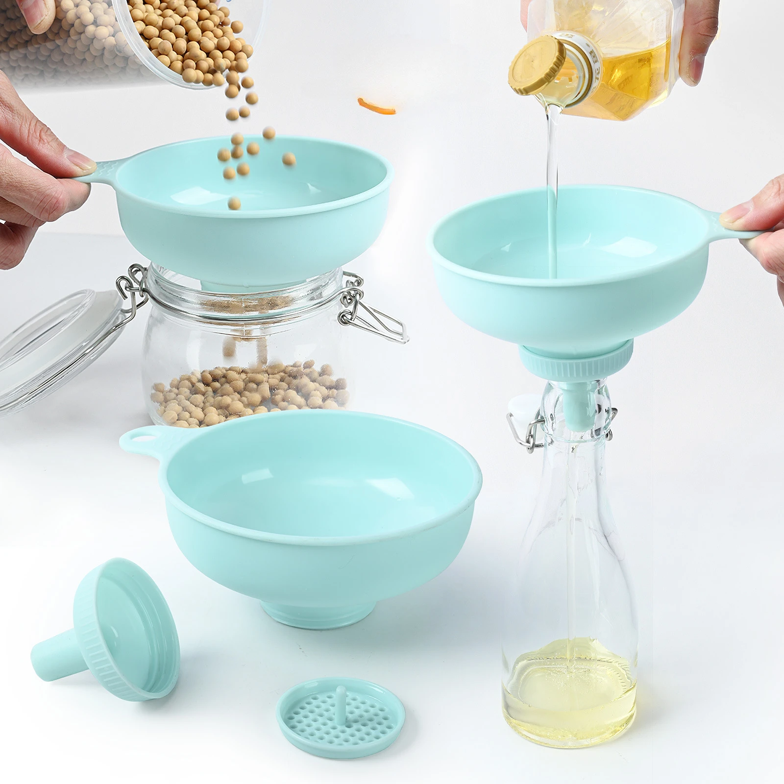 Plastic-Wide-Mouth-Narrow-Mouth-Funnel-Salad-Dressing-Large-Caliber ...