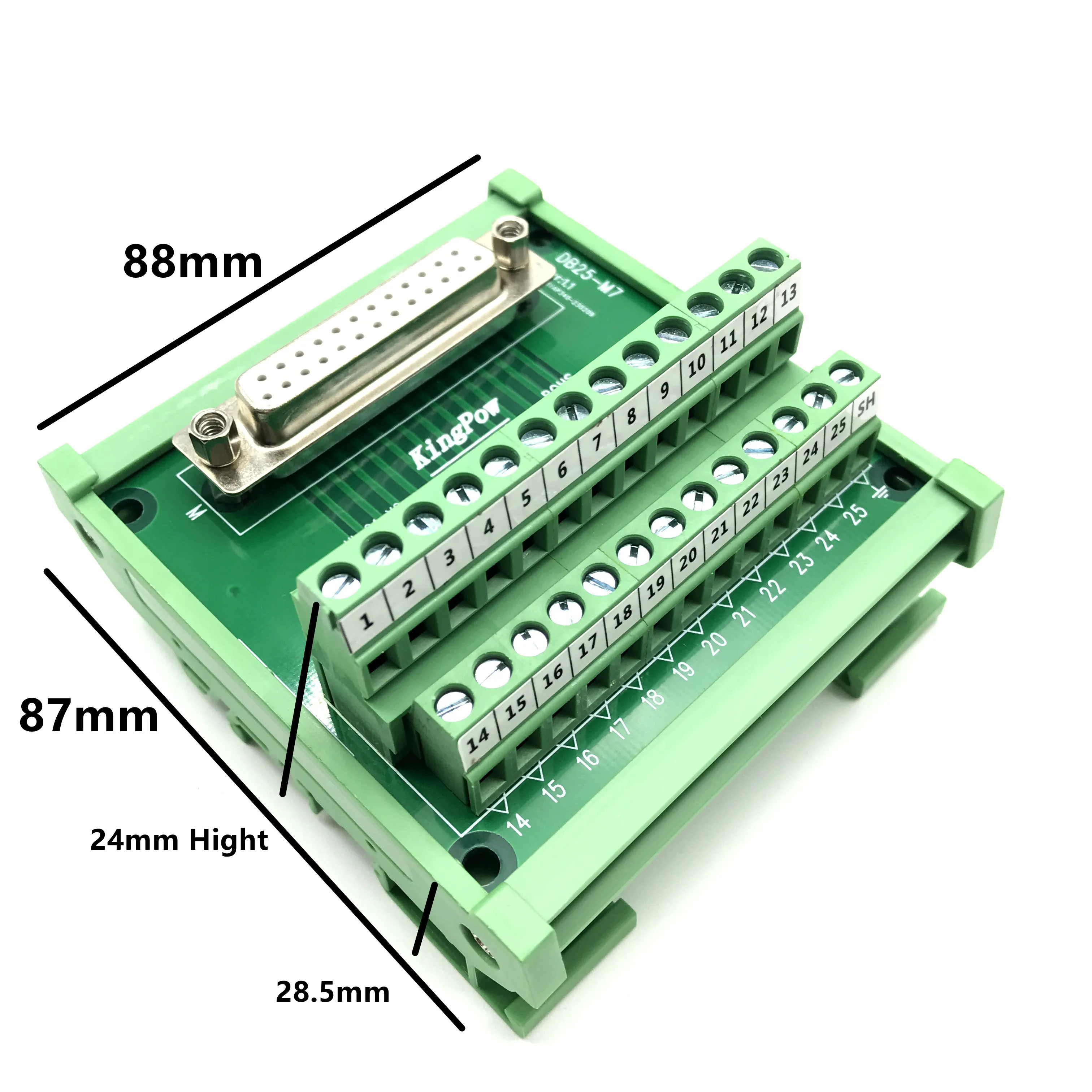 DB25 D Sub 25 Pin Connectors Male / Female Socket Terminal Block ...