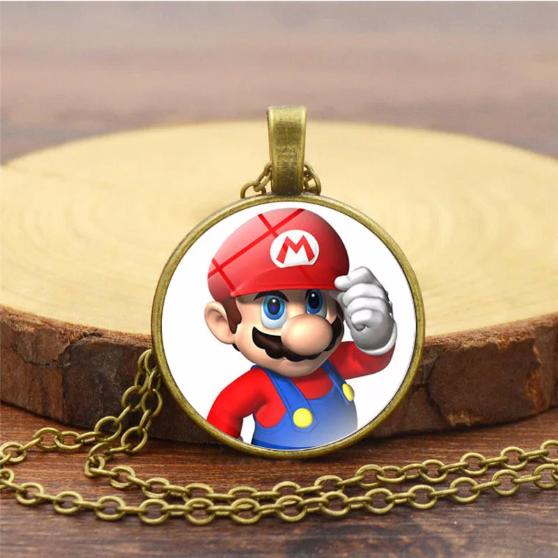 Collar con colgantes de piedras preciosas de Super Mario, figuras de ...