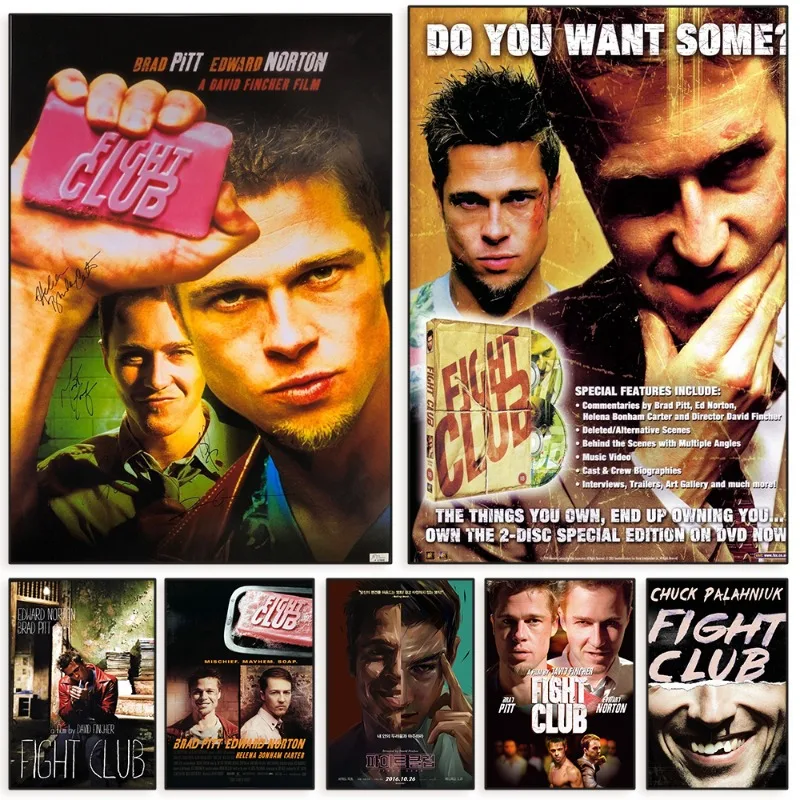 Fight-Club-Classic-Movie-Brad-Pitt-Boxing-Film-Poster-Canvas-Painting ...