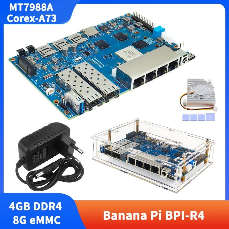 Banana-Pi-BPI-R4-MT7988A-4GB-DDR4-8G-eMMC-128MB-SPI-NAND-Flash-Smart ...