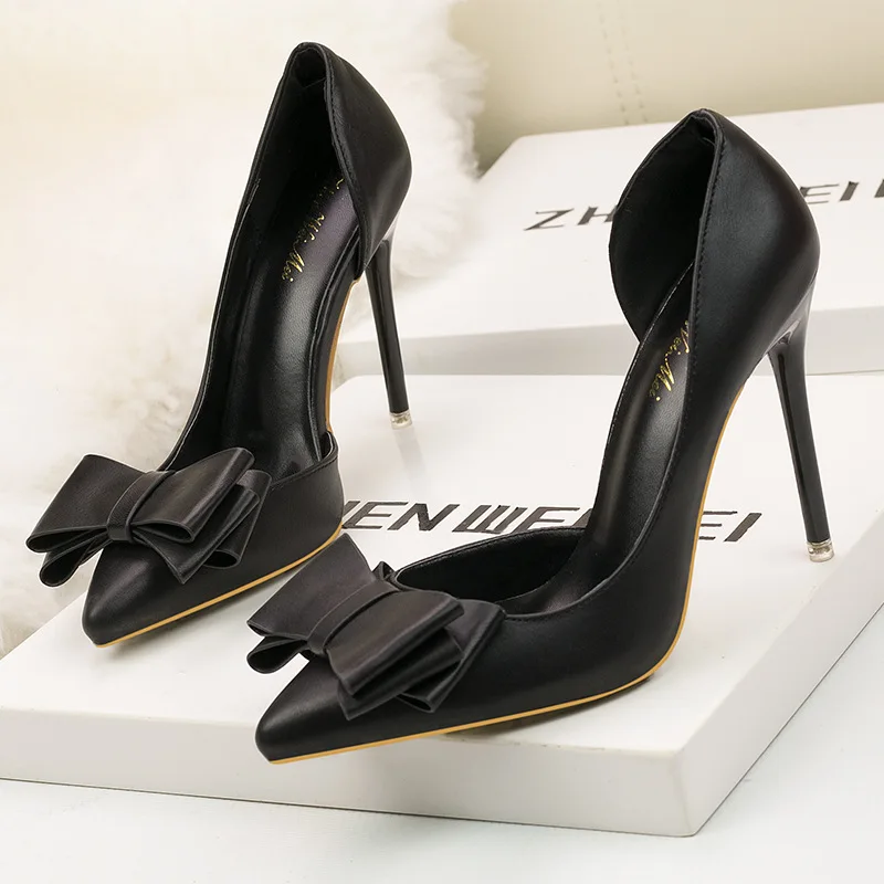 Black Heels With Bow On Side