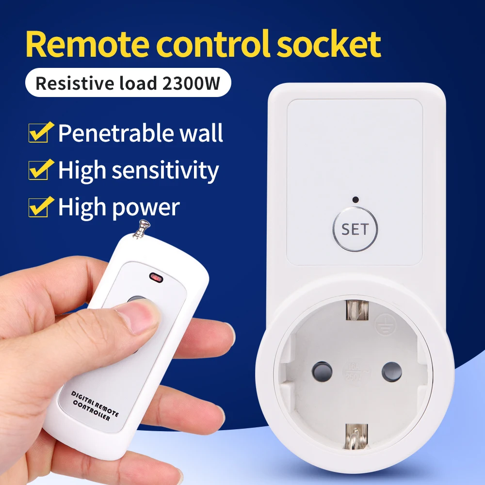 220V-16A-Electrical-Socket-433MHz-Wireless-Remote-Control-Plug-EU ...