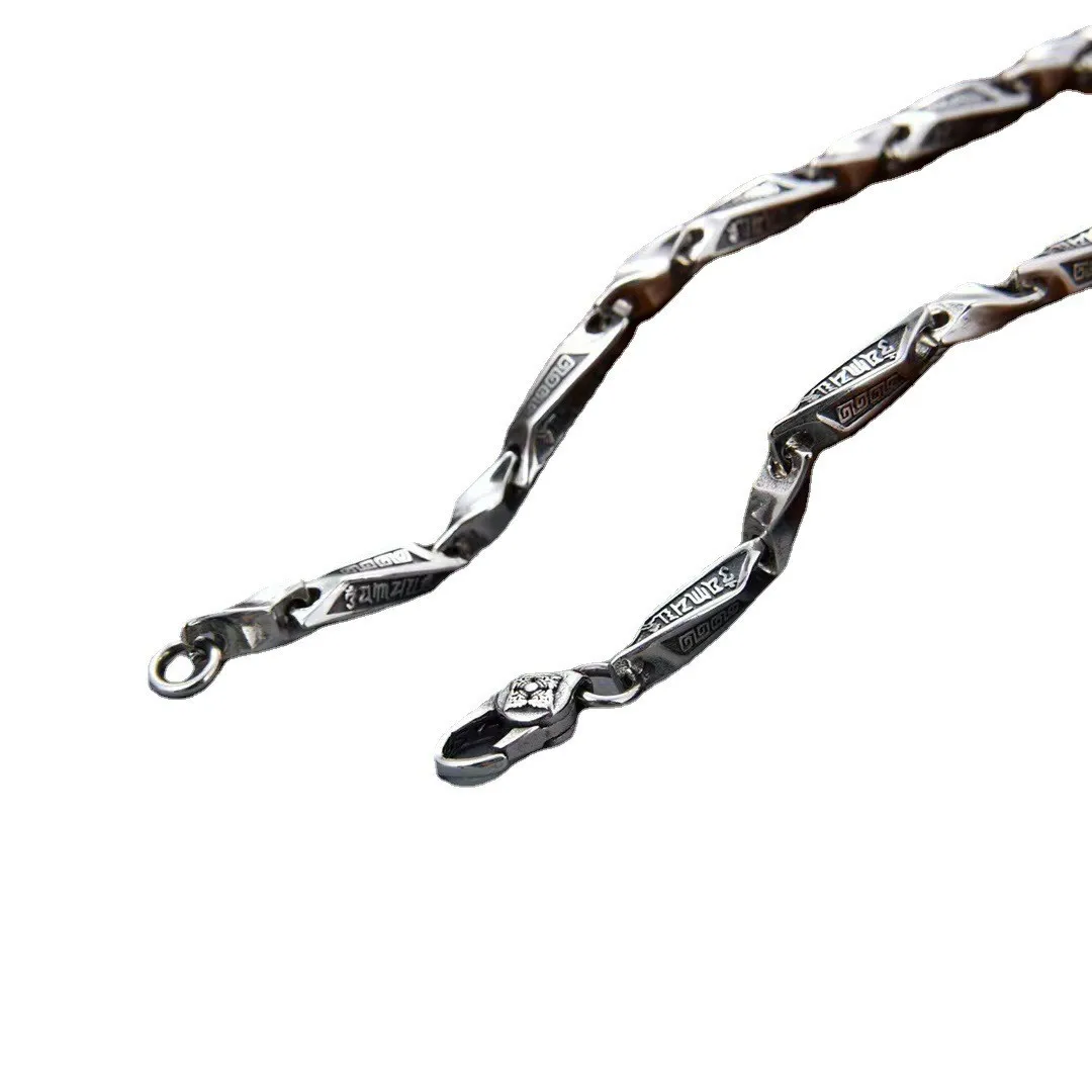 5mm-Thick-S925-Pure-Silver-Irregular-Man-Six-Words-Thai-Silver-Necklace ...