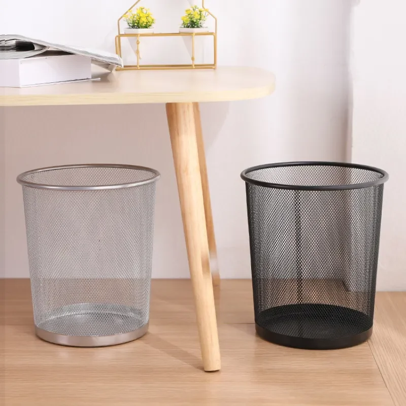 Metal-Mesh-Office-Garbage-Bin-Wrought-Iron-Large-Garbage-Basket-Kitchen ...