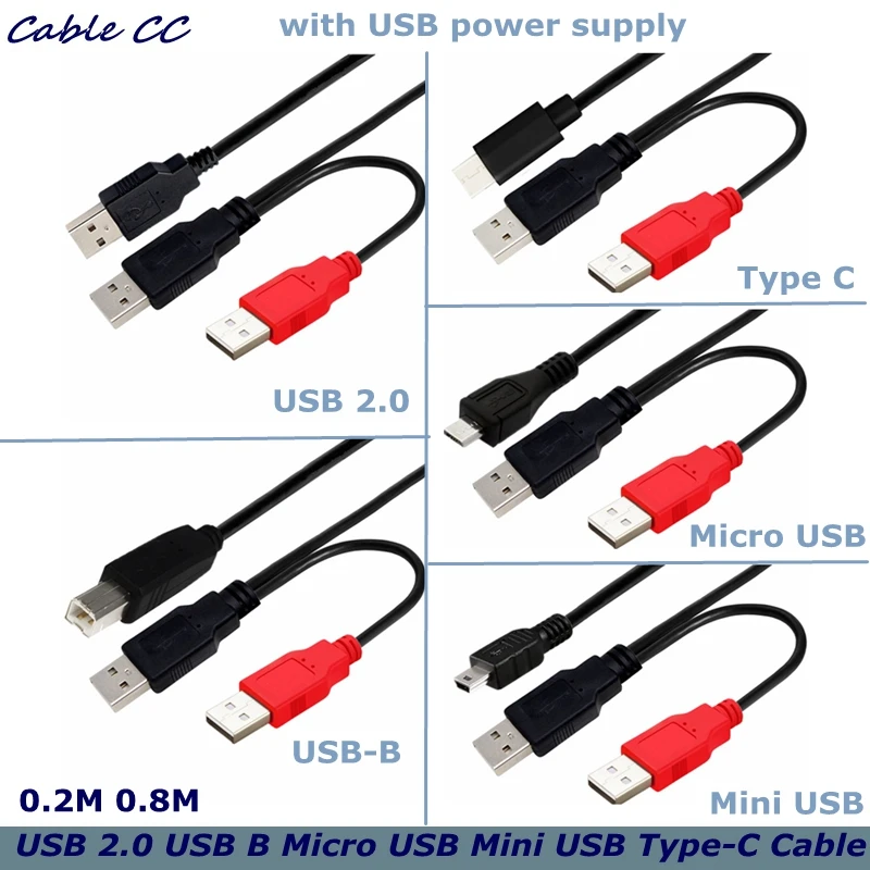 0-8m-For-Mobile-Hard-Disk-Printer-Y-type-Data-Cable-Double-Head-USB-B ...