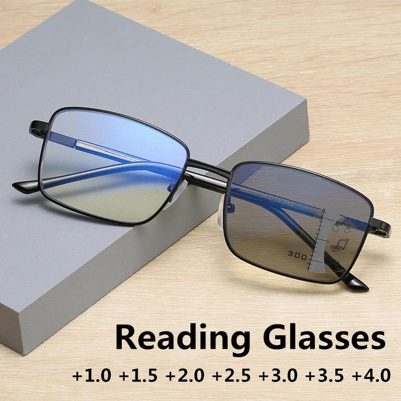 Color Changing Reading Glasses Men Automatic Zoom Progressive ...