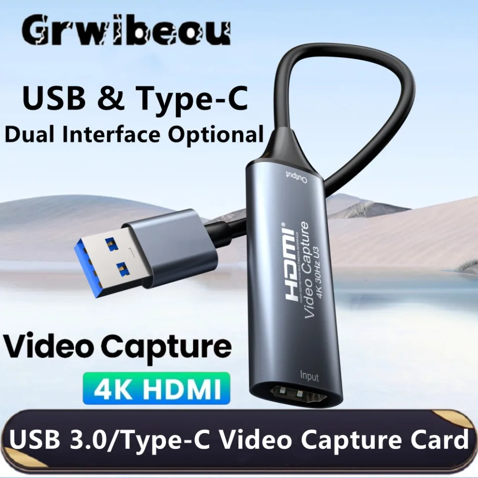 USB 3.0 Video Capture Card 4K HDMI to USB/Type-C Video Grabber Live ...