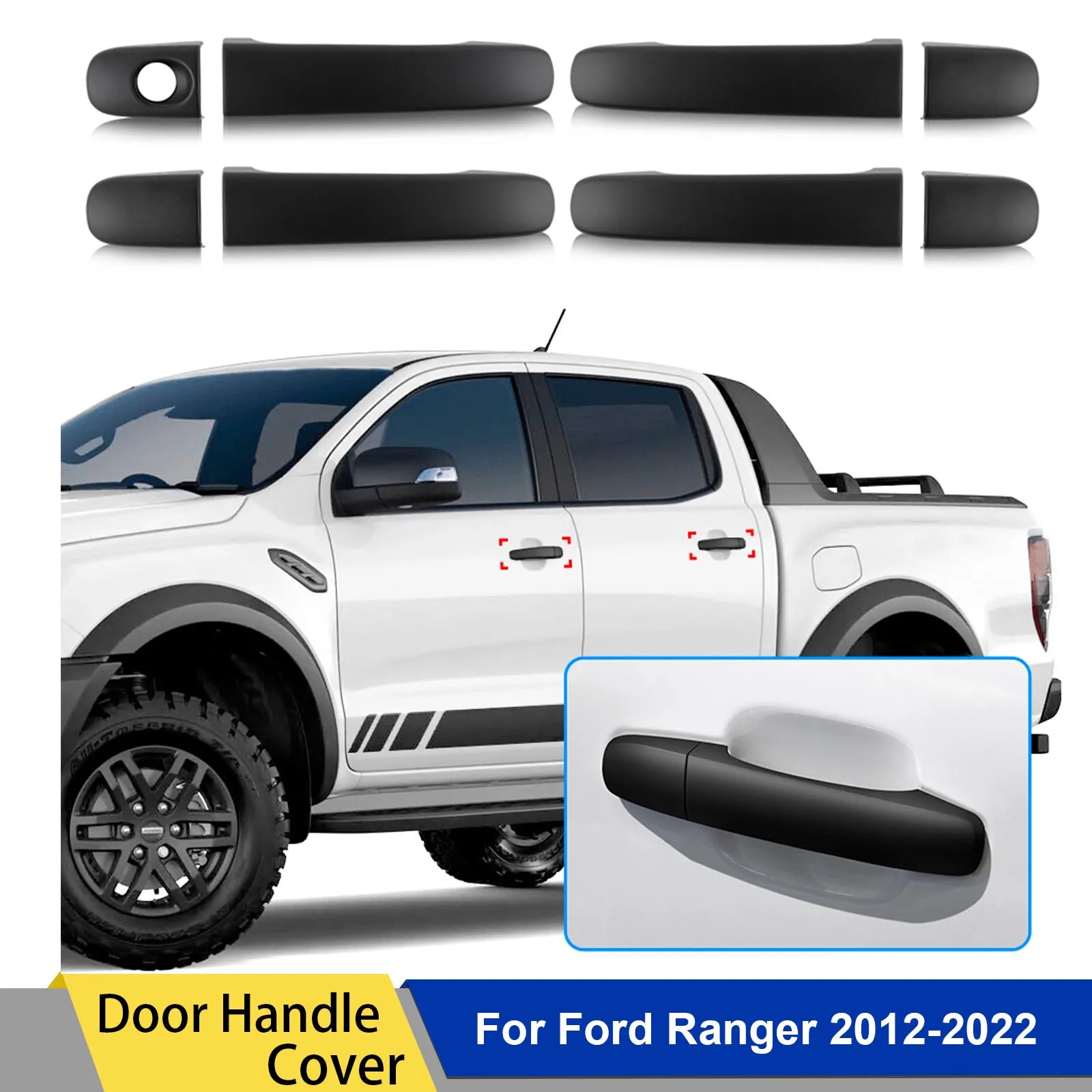 Rear-Door-Handle-Cover-Trim-Matte-Black-For-Ford-Ranger-2012-2022 ...