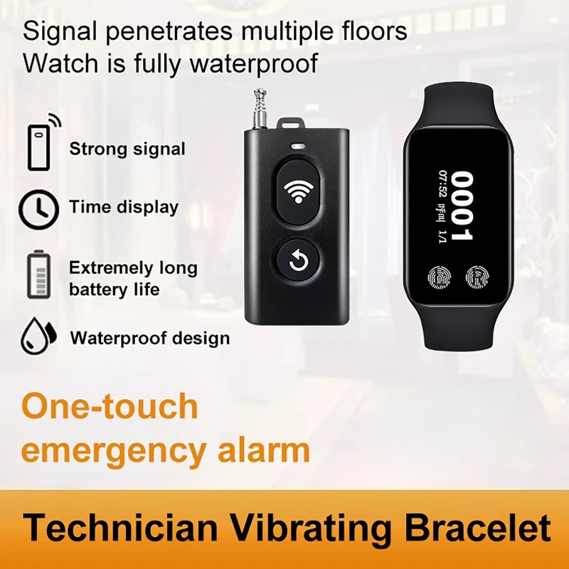 Wireless Vibrating Bracelet Restaurant Service Bell Waterproof One ...