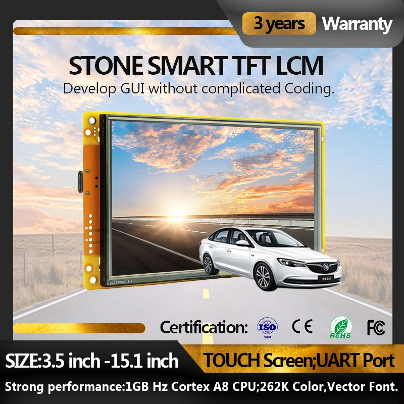 7 inch HMI Smart Serial LCD Display Module with Program + Touch Screen for Arduino ESP32 Project ...