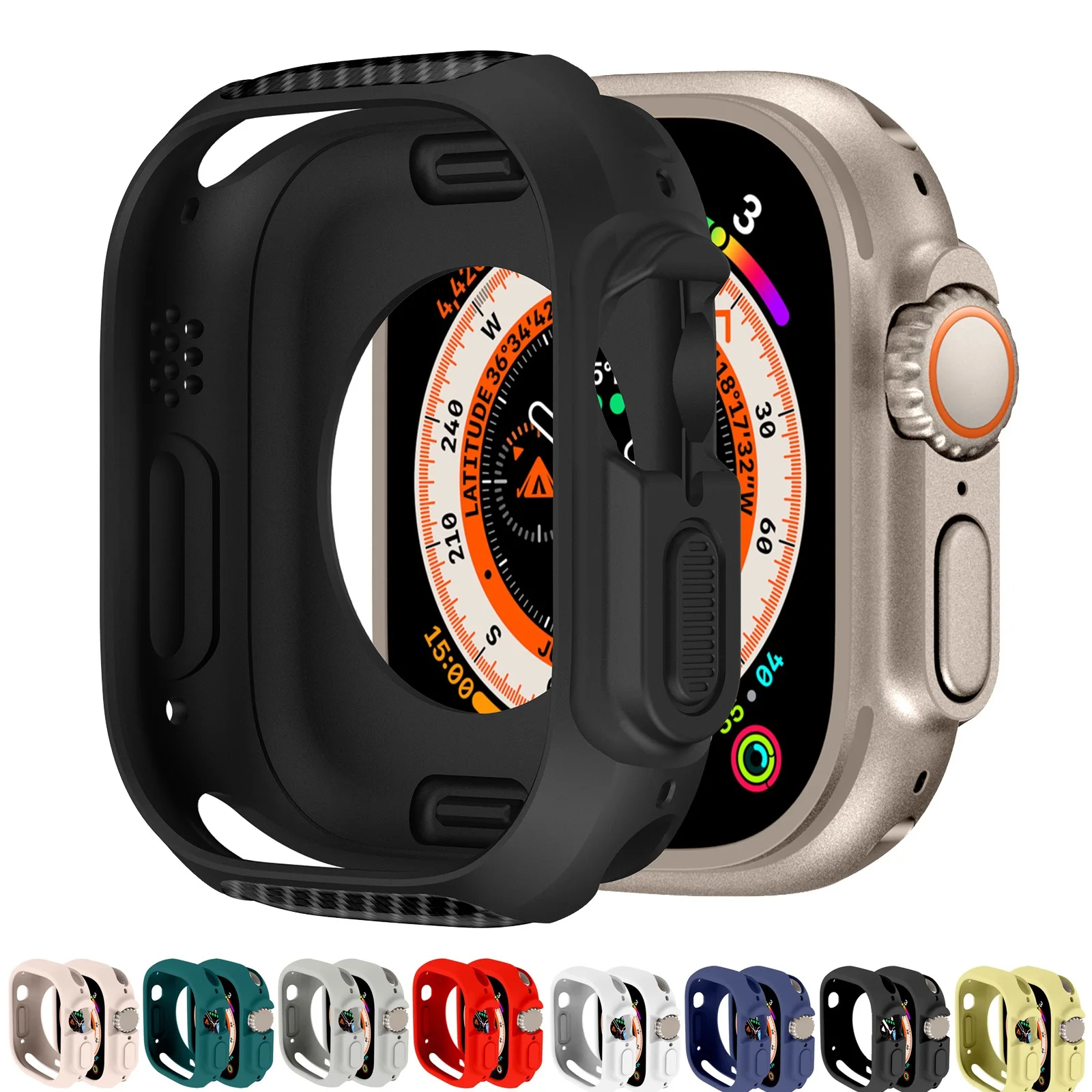 Case-for-Apple-Watch-Ultra-49mm-All-Round-Shockproof-TPU-Silicone-Cover ...