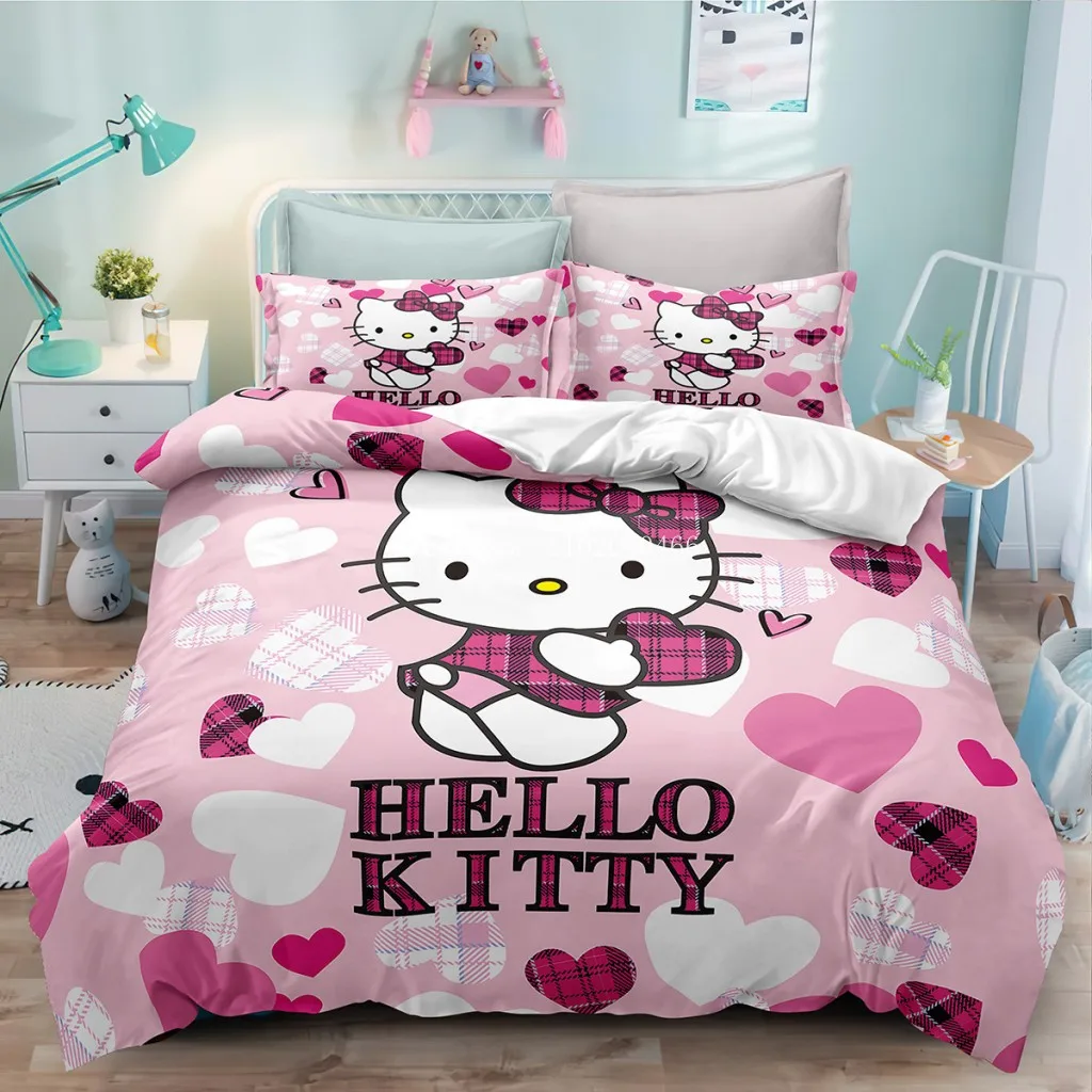 Lovely-Hello-Kitty-Duvet-Cover-Bedding-Set-Double-Twin-King-Kids-Baby ...