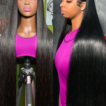 High 300 Density 13x6 13x4 HD Lace Front Human Hair Wig Straight 360 Full Lace Frontal Wig ...