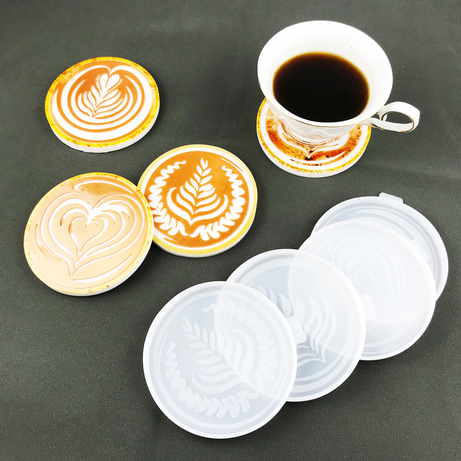 Round-Coaster-Resin-Mold-DIY-Coffee-Coaster-Desktop-Decoration-Love ...