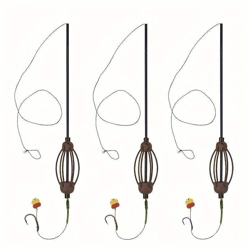 Carp-Fishing-Hair-Rigs-Bait-Cage-Line-Group-with-Artificial-Carp-Hooks ...