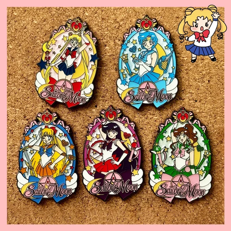 Seemann-Mond-Anime-Broschen-usagi-ami-rei-makoto-minako-Emaille-Pins ...