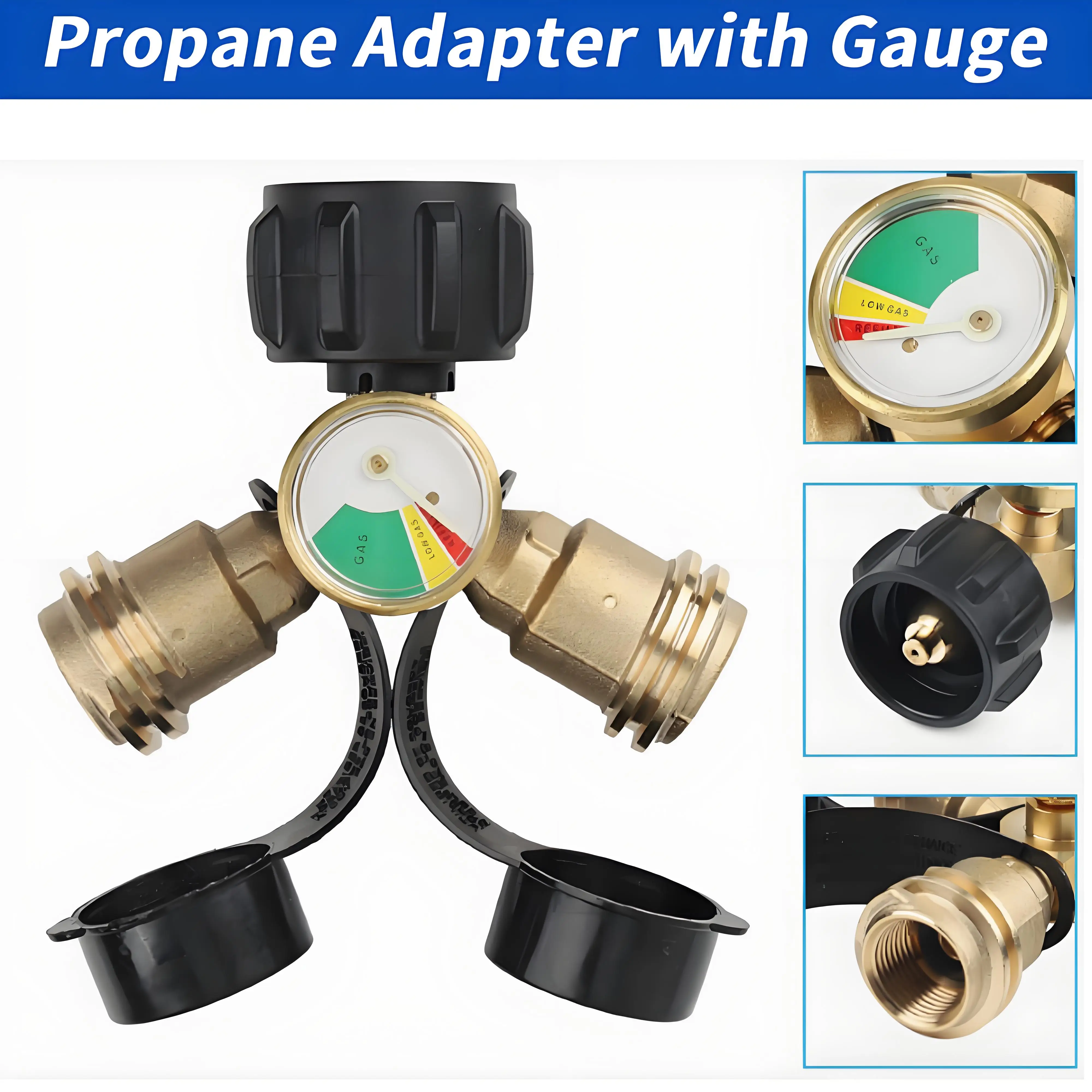 2 Way Propane Splitter Propane Tank Y Splitter Adapter with Shut Off ...