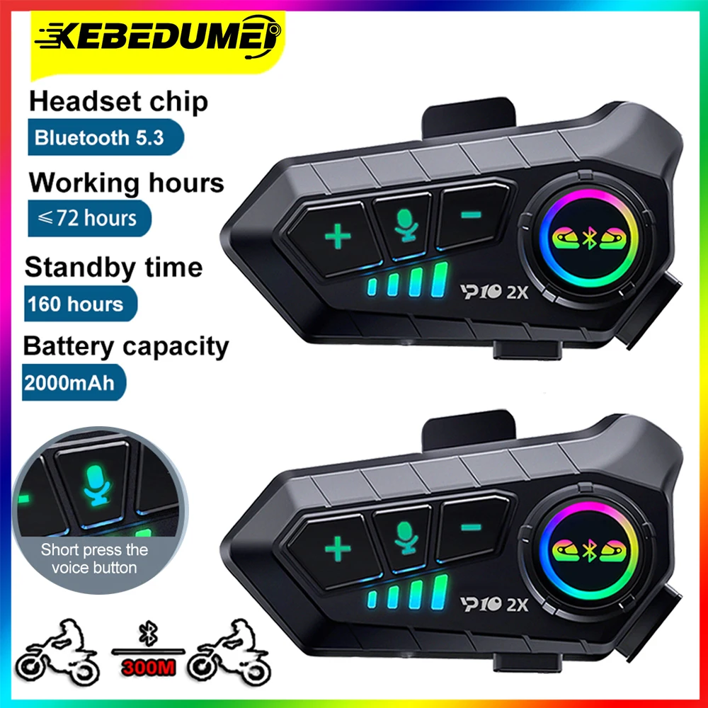 Kebidumei-1-2Pcs-YP10-Bluetooth-5-3-Motorcycle-intercom-300M-2000Mah ...