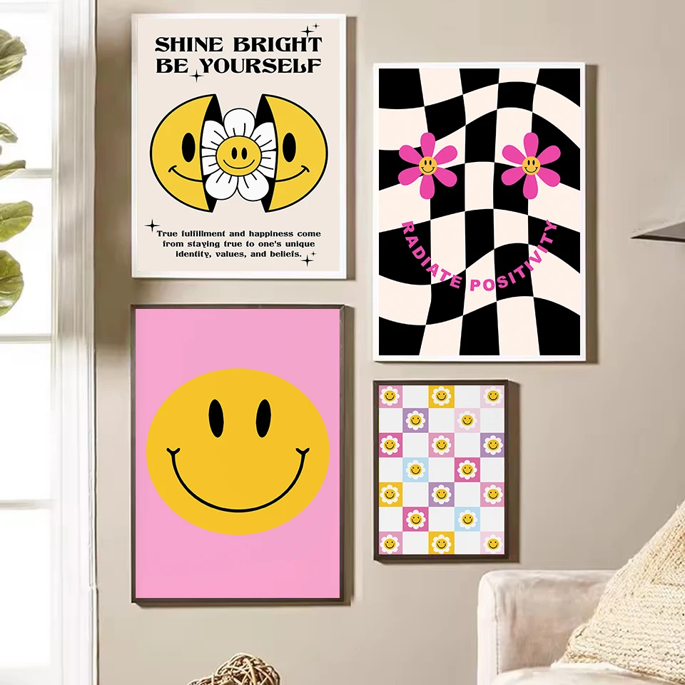 Retro Groovy Sunshine Smiles Art Prints: Buy Vintage Decor.