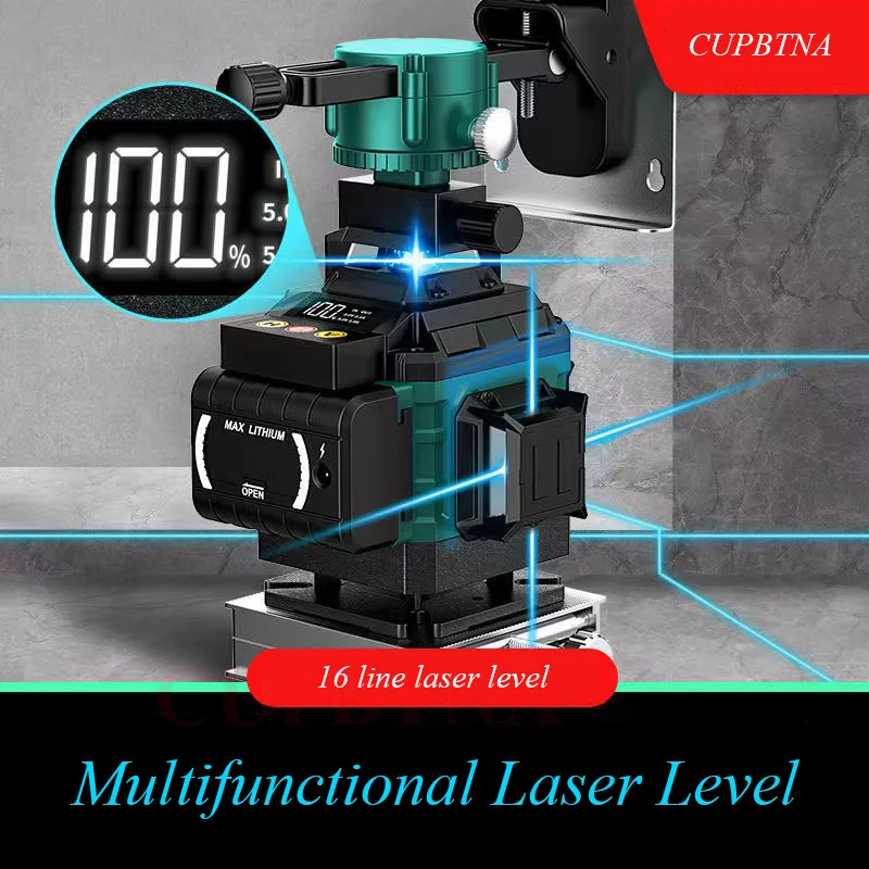 16/12/8 Lines 4D Digital Laser Level Blue Line Self-Leveling 360 ...