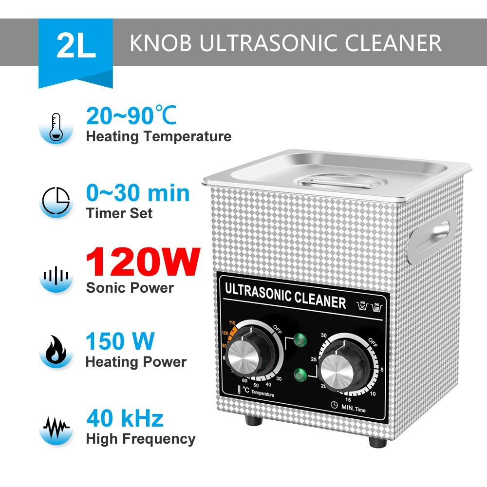 Ultrasonic-Cleaner-Bath-2L-60W-120W-with-Stainless-Basket-Heater-Timer ...