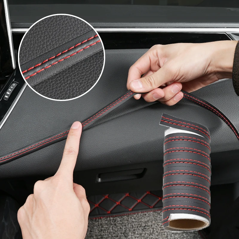 Car-Interior-Mouldings-Trim-Pu-Leather-Braid-Decorative-Line-Strip-for ...