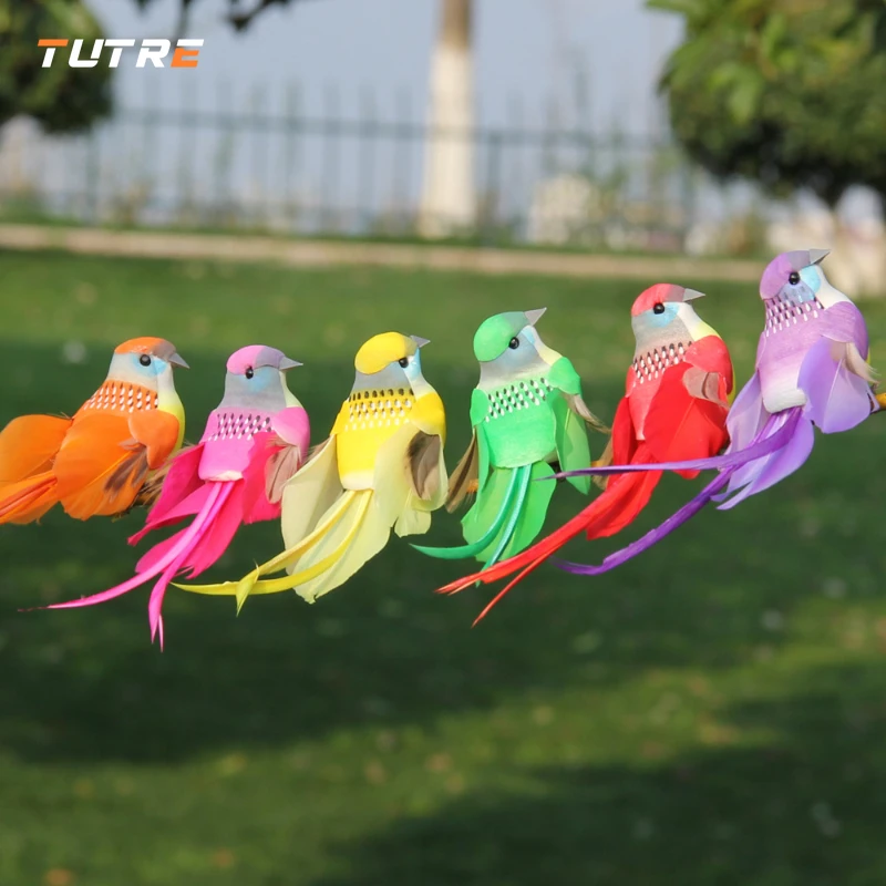 2Pcs-Cute-Artificial-Foam-Feather-Canary-Birds-Imitation-Bird-Creative ...