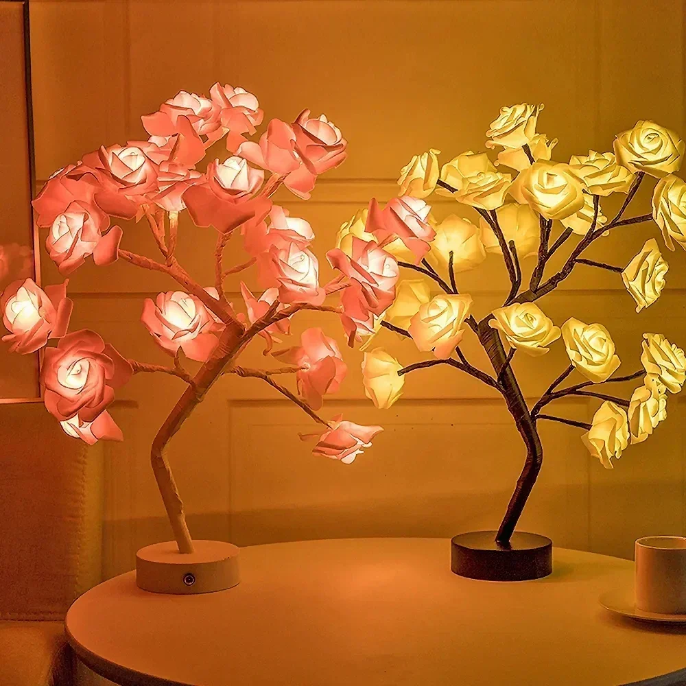 USB-LED-Rose-Flower-Tree-Lights-Table-Lamp-Fairy-Night-Lamp-Home-Party ...