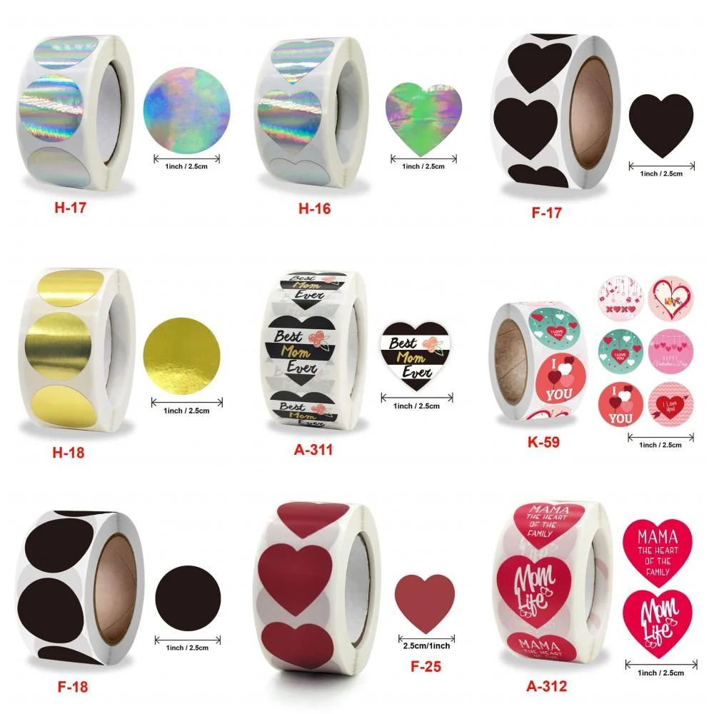 300-500-Pieces-Heart-Shaped-Stickers-Rose-Gold-Label-Sticker-Handmade ...