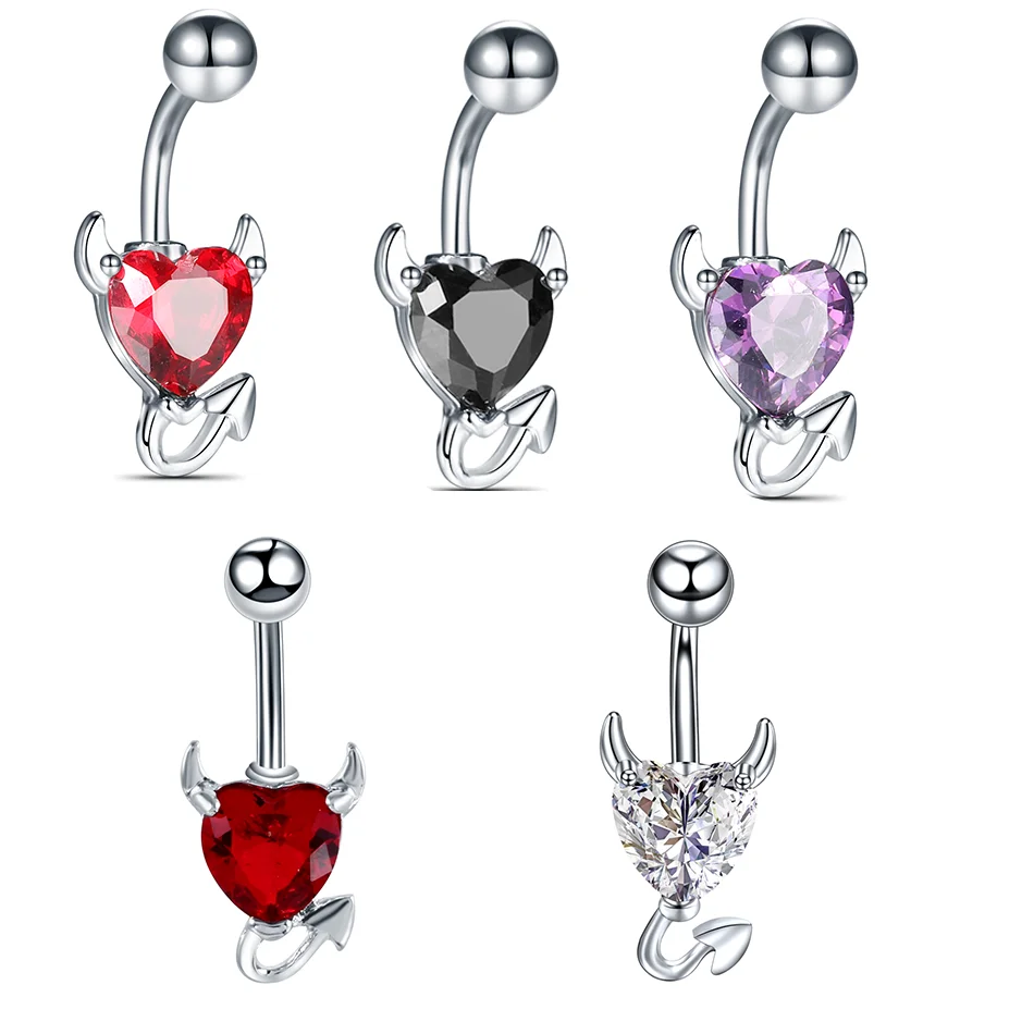 1PC Stainless Steel Belly Button Ring Women Purple Red Zircon Sexy Navel Ring Body Jewelry ...