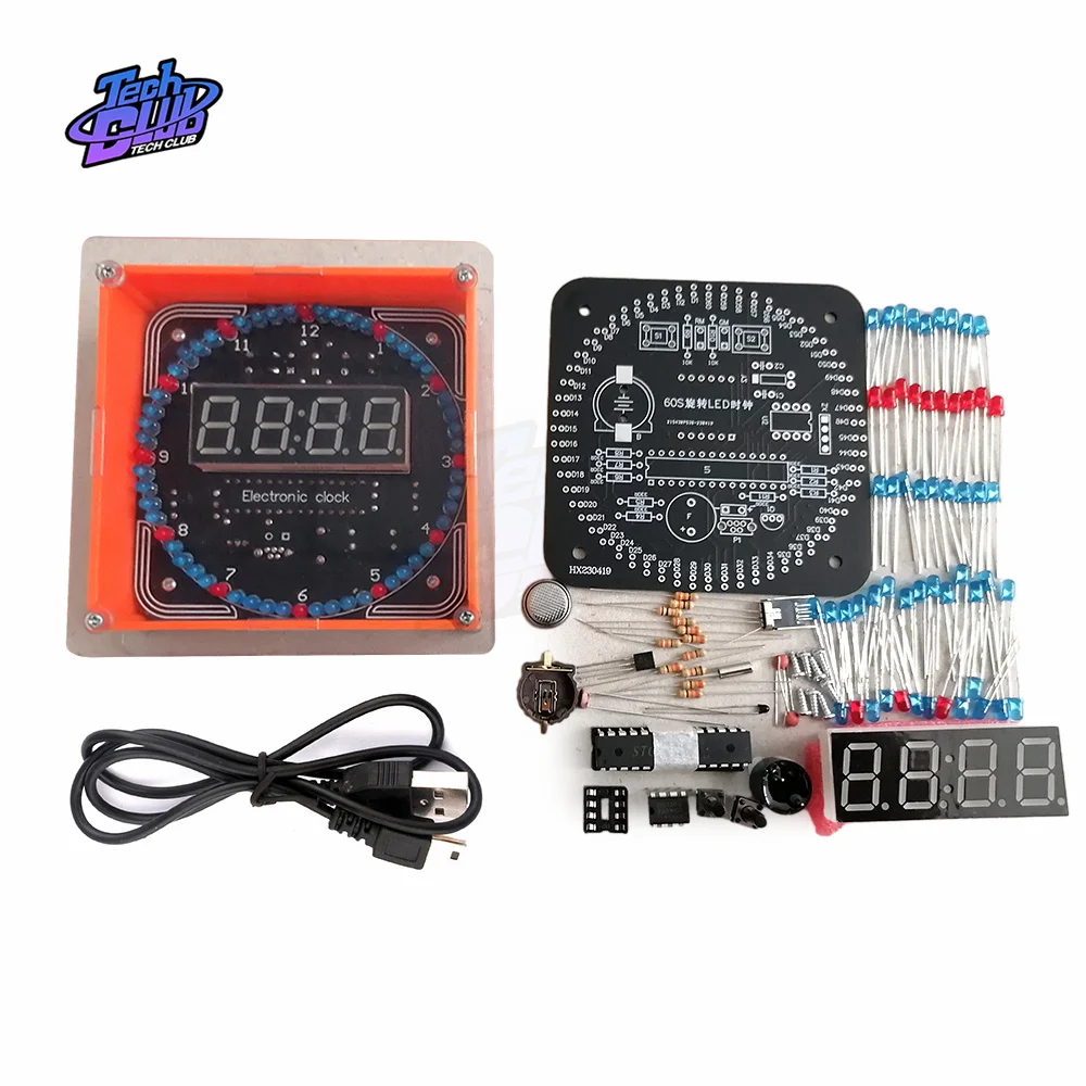DIY-Rotating-Digital-LED-Display-Module-Alarm-Electronic-Digital-Clock-Kit-51-SCM-Learning-Board ...