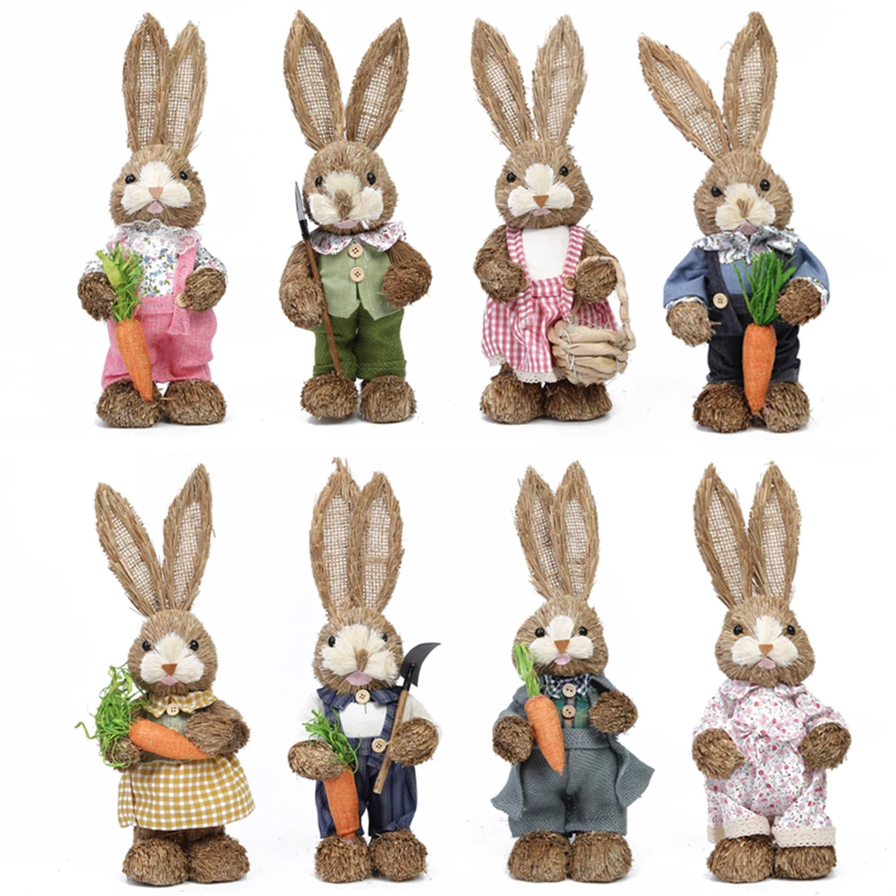Easter Bunny Ornaments Cute Straw Simulation Rabbit Photography Props ...