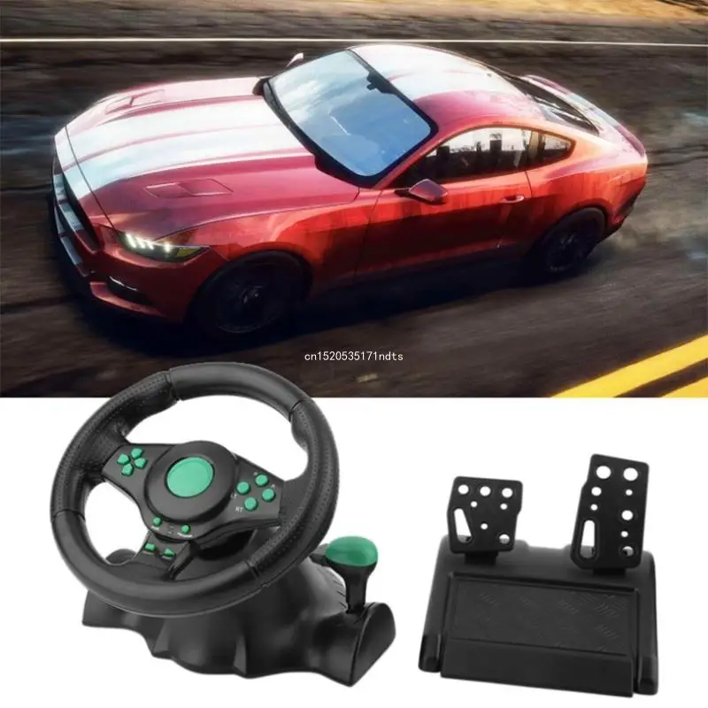 4 in 1 Gaming Steering Wheel with Pedals 180 Degree Rotation Vibration ...
