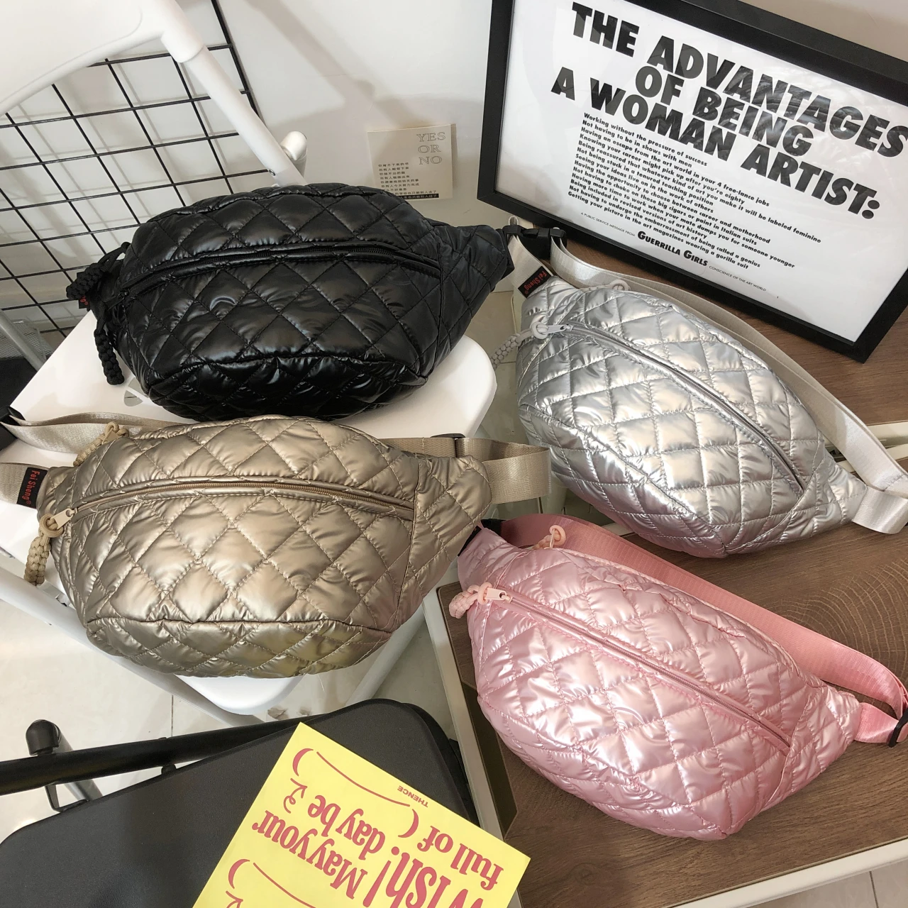 Champagne Handbag Large Capacity Women's Waist Bag Waterproof Nylon ...