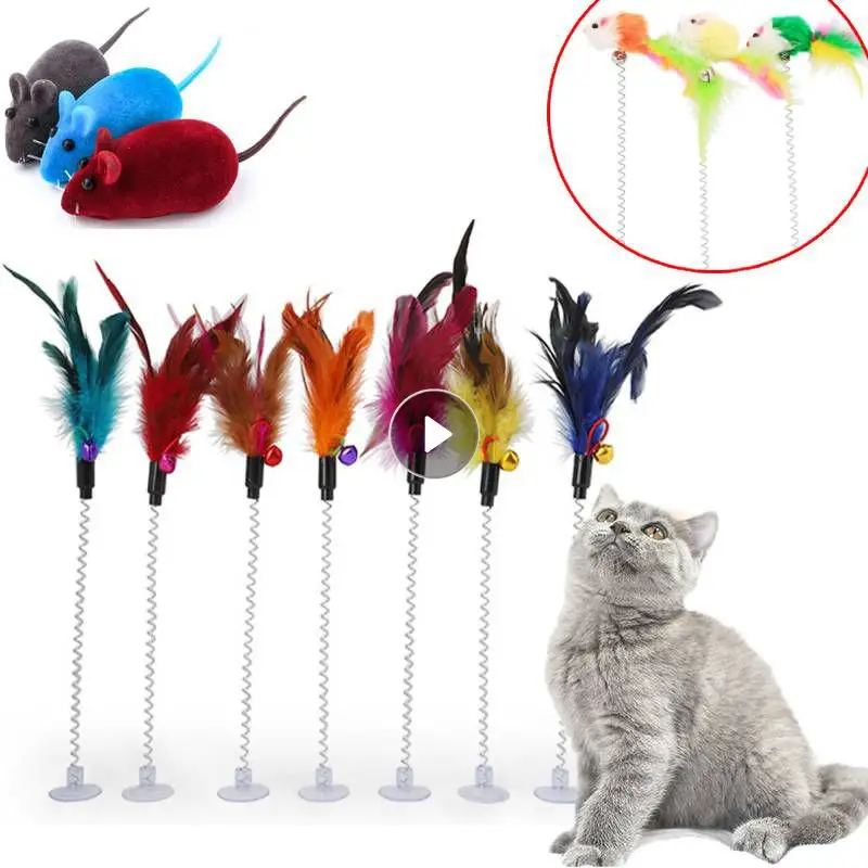 1-PCS-Cat-Feather-Toy-Stick-Pet-Cat-Toy-Suction-Cup-Type-Spring-Feather ...