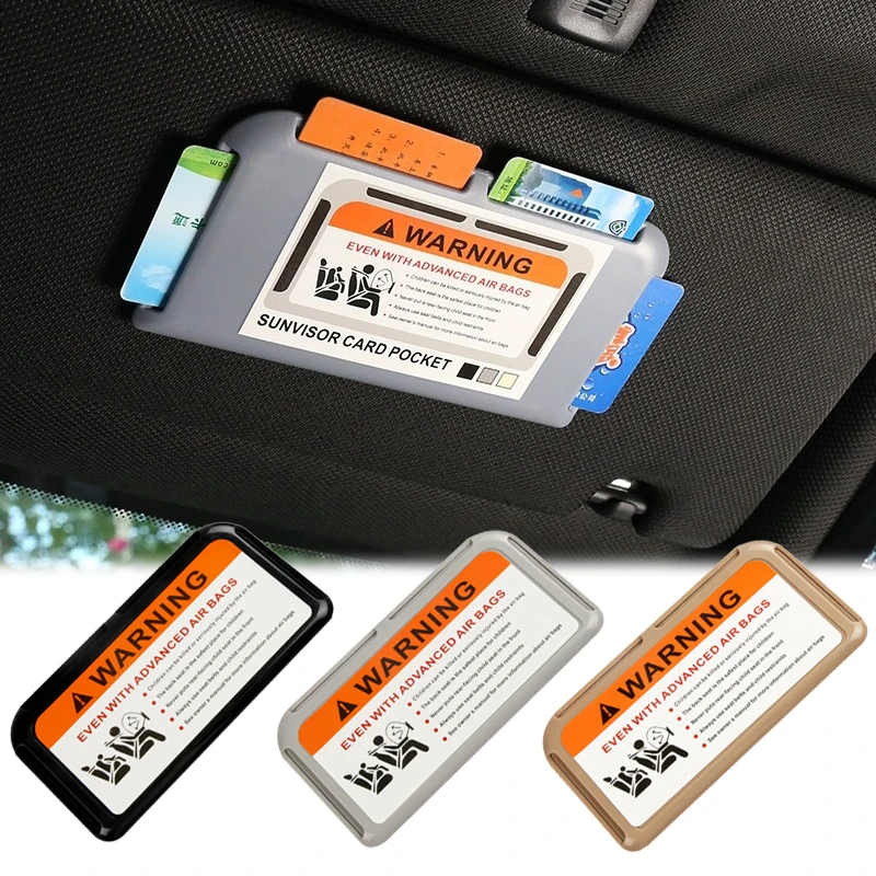 Car-Sun-Visor-Card-Holder-Organizer-Strong-Pasting-Storag-Tidying-Auto ...